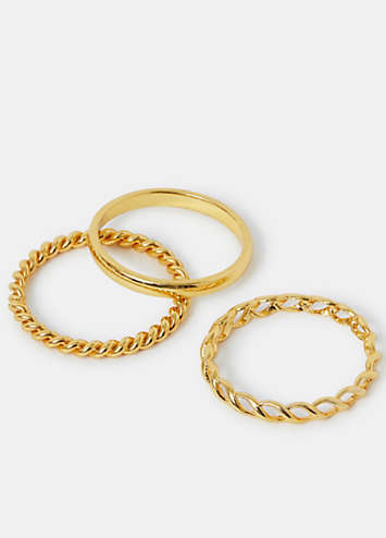 Accessorize 3-Pack 14ct Gold-Plated Stacking Rings | Curvissa