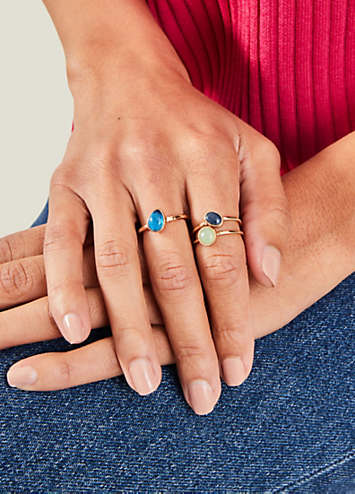 Accessorize 3-Pack Gem Stone Rings | Curvissa