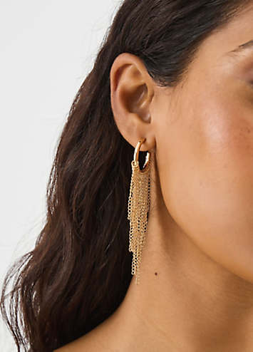 Accessorize Chain Mail Tassel Hoop Earrings | Curvissa