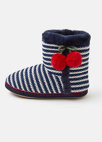 Accessorize Cherry Stripe Slipper Boots | Curvissa