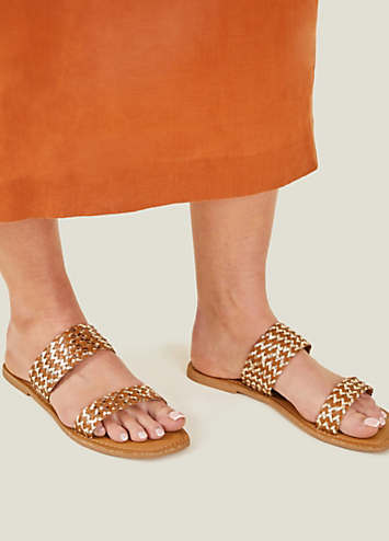 Accessorize Metallic Two-Strap Sliders | Curvissa