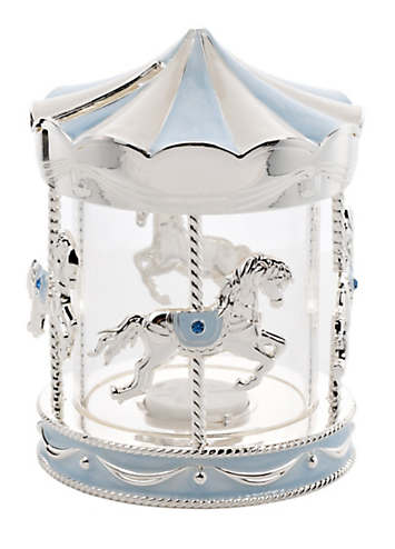Bambino Silver Plated Money Box Carousel - Blue | Curvissa