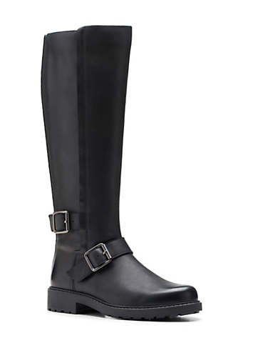 Clarks Black Leather Orinoco2 Tall Boots | Curvissa