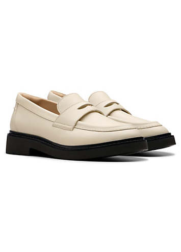 Clarks Cream Leather Splend Edge Shoes | Curvissa