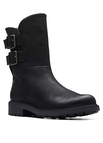 Clarks Orinoco2 Buckle Black Lined Lea Boots | Curvissa