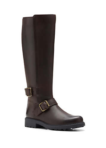 Clarks Orinoco2 Tall Dark Brown Leather Boots | Curvissa