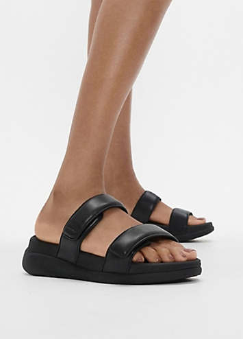 FitFlop F-MODE GO Black Adjustable Two-Bar Slides | Curvissa