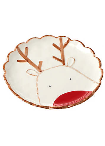 Heaven Sends Scallop Edge Rudolph Reindeer Round Plate | Curvissa