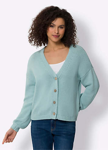 Heine Deep V-Neck Loose Fit Cardigan | Curvissa