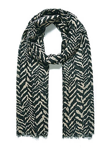 Intrigue Black and Tan Classic Zebra Print Scarf | Curvissa