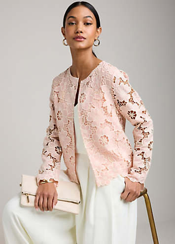 Kaleidoscope Blush Lace Jacket | Curvissa