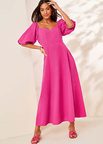 Kaleidoscope Pink Linen Dress | Curvissa