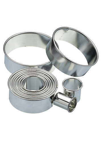 KitchenCraft Assorted Round Plain Pastry Cutter Set, Tinned with Label ...