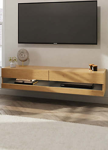 Leon 150cm Wall Mounted TV Unit With LED Lighting | Curvissa