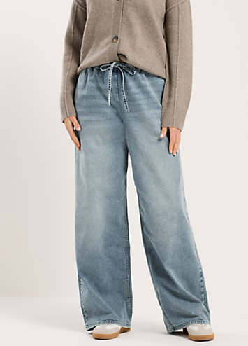 Long Tall Sally Mid Wash Wide Leg Jeans | Curvissa