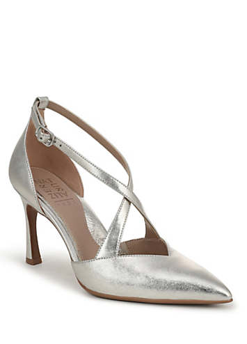 Naturalizer Angelina Silver Wide Fit Ankle Strap Shoes | Curvissa