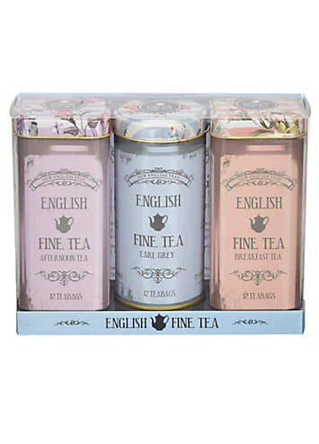 New English Teas Vintage Floral Tall Tea Tin Gift Set | Curvissa