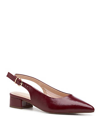 Paradox London Cherry Fiorenza Wide-Fit Block Heel Court Shoes | Curvissa
