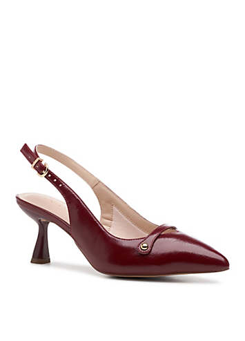 Paradox London Florentine Cherry Wide-Fit Flared Heel Court Shoes ...