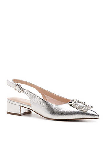 Paradox London Silver Fortune Wide-Fit Block Heel Embellished Shoes ...