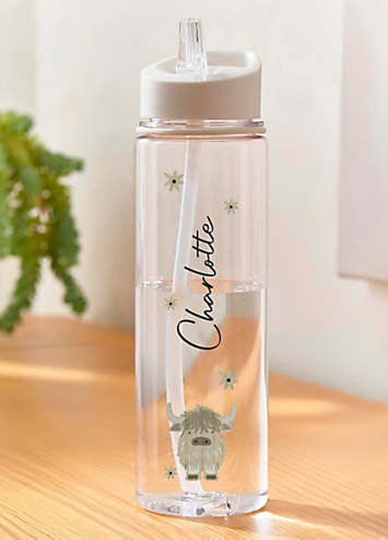 Personalised Memento Personalised Highland Cow Water Bottle | Curvissa