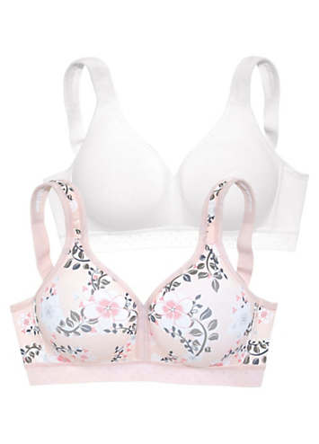 Petite Fleur Pack of 2 Non Underwired Support Bras | Curvissa