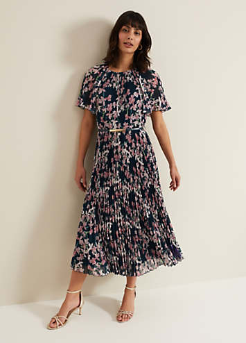 Phase Eight Kathleen Floral Pleated Midi Dress | Curvissa