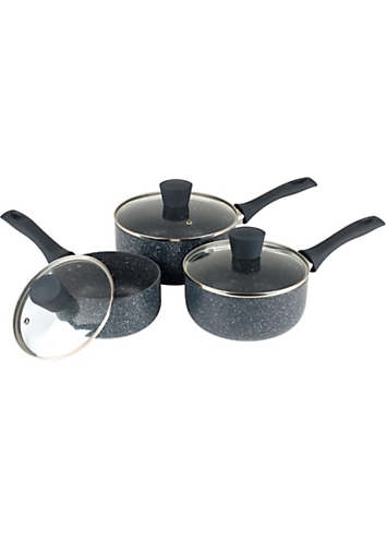 Russell Hobbs Nightfall Stone 3 Piece Saucepan Set - 16/18/20 cm Non ...