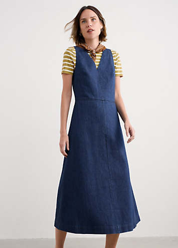 Seasalt Cornwall Blue Audrey Pinafore Dress | Curvissa