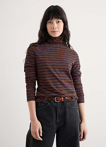 Seasalt Cornwall Multi Landing Roll Neck Top | Curvissa