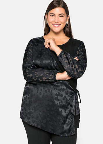Sheego Wrap Tunic with Burnout Look Sleeves | Curvissa