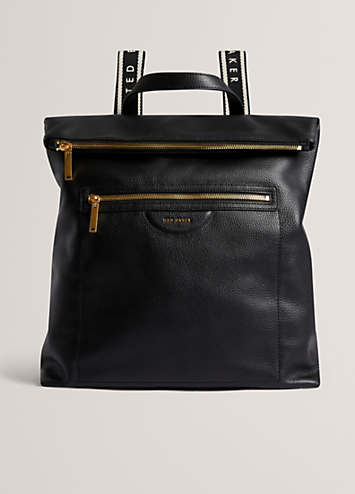 Ted Baker Pebbled Leather Fold Over Backpack | Curvissa