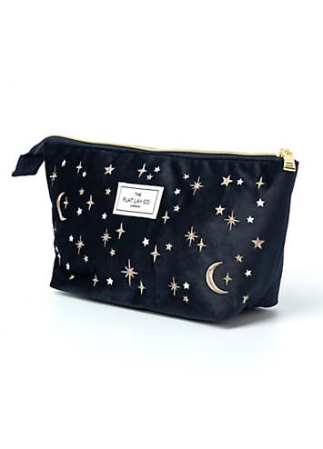 The Flat Lay Co. Celestial Indigo Velvet Makeup Essentials Pouch | Curvissa