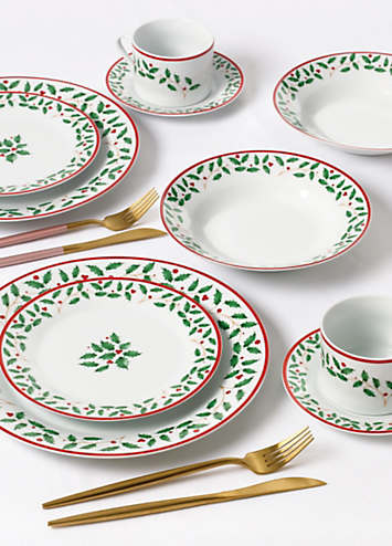 Waterside 20 Piece Classic Holly Dinner Set | Curvissa