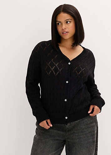 bonprix Ajour Knit Cardigan | Curvissa