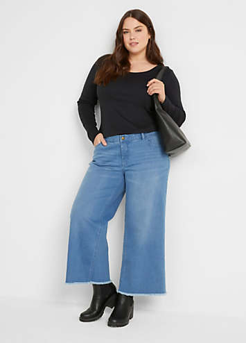 bonprix Cotton Rib Long Sleeve Top | Curvissa