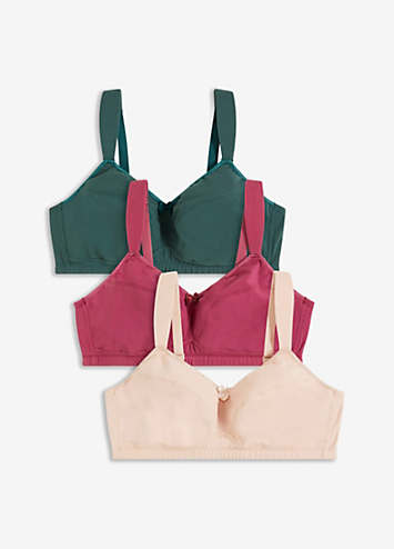 bonprix Pack of 3 Non-Wired Cotton Bras | Curvissa