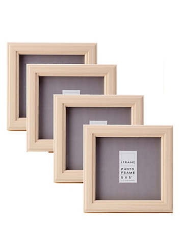 iFrame Light Wood Finish Set of 4 5 x 5 Inch Photo frames | Curvissa