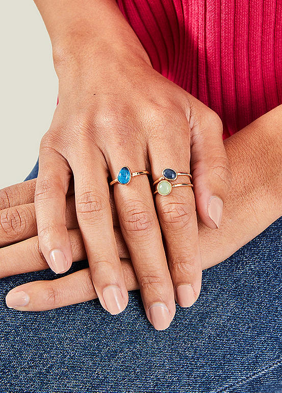 Accessorize 3-Pack Gem Stone Rings | Curvissa