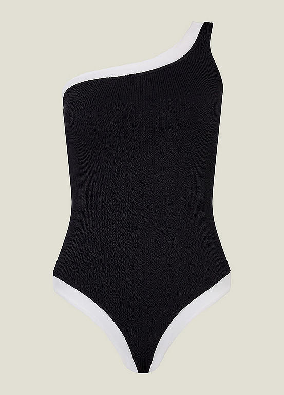 Accessorize One-Shoulder Textured Swimsuit | Curvissa