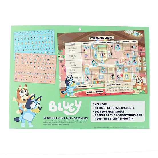 Bluey Reward Chart - Pad With 30 X Tear Off Reward Charts & Pocket On ...