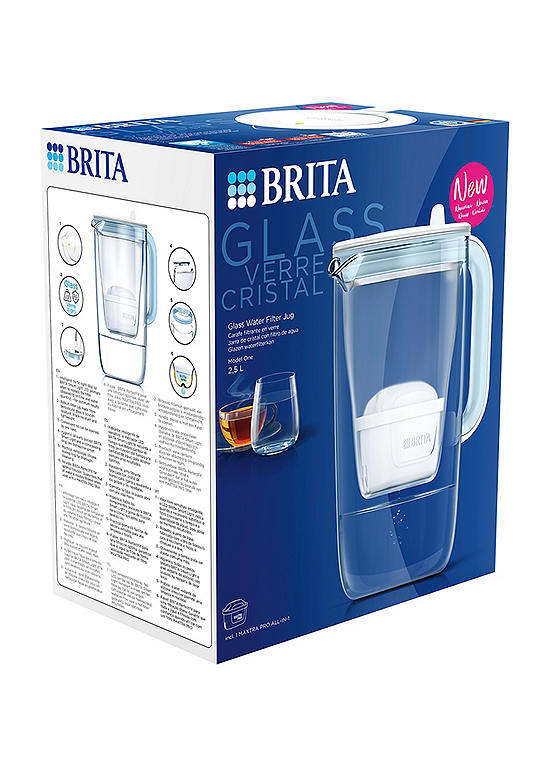 BRITA Glass Water Filter Jug Light Blue (2.5L) incl. 1x MAXTRA PRO All ...