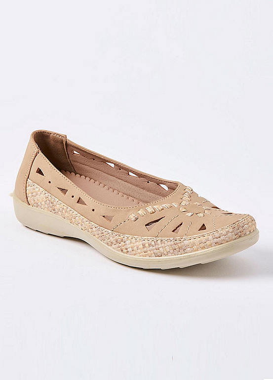 Cotton Traders Beige Soft Step Cutwork Shoes | Curvissa