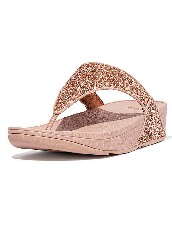 FitFlop Rose Gold Lulu Glitter Toe-Thong Sandals | Curvissa