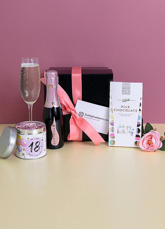 Funky Hampers 18th Birthday Pink Prosecco & Candle Gift | Curvissa