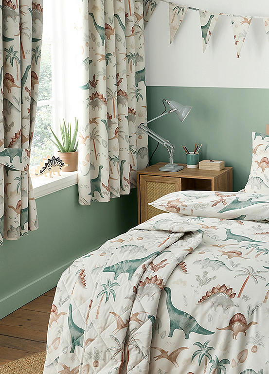 Happy Linen Co Scandi Saurus Pair of Pencil Pleat Blackout Curtains ...