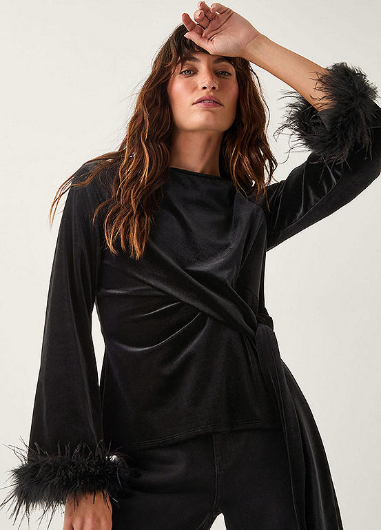 Monsoon Freya Feather Velvet Top | Curvissa