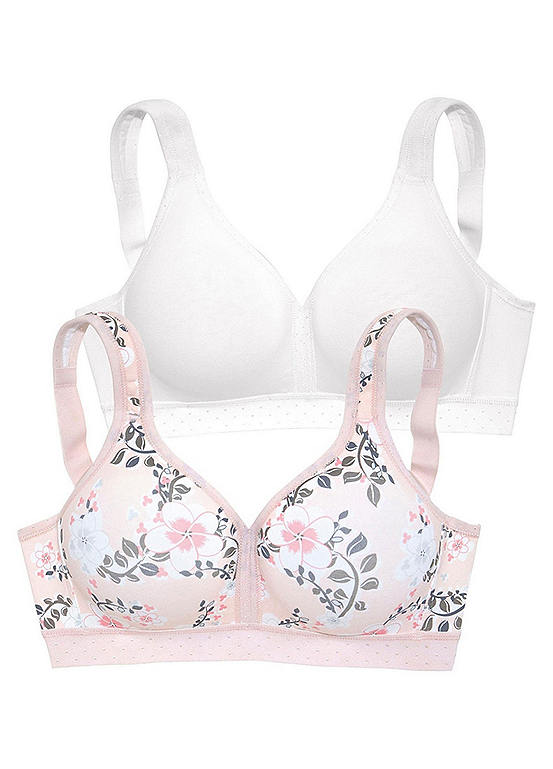 Petite Fleur Pack of 2 Non Underwired Support Bras | Curvissa