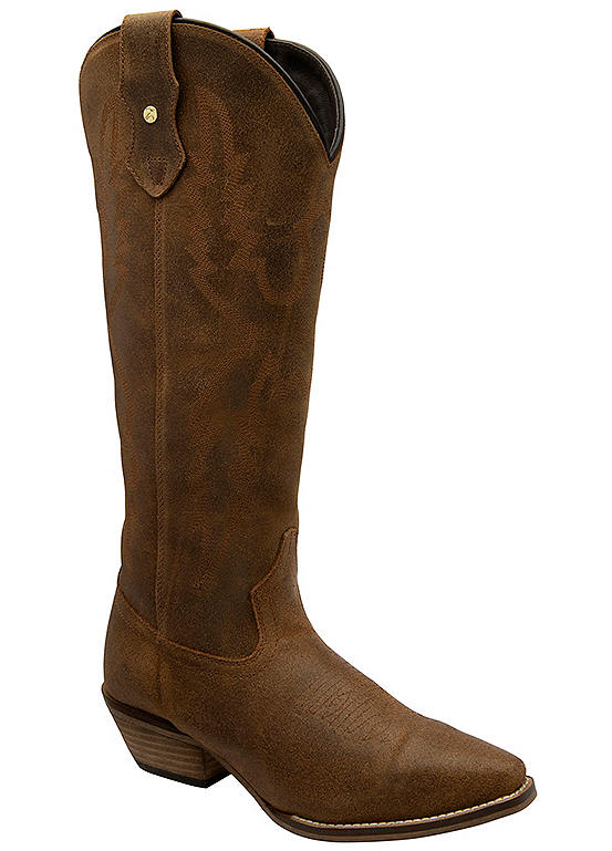 Ravel Cognac Dolly Leather Cowboy Boots | Curvissa