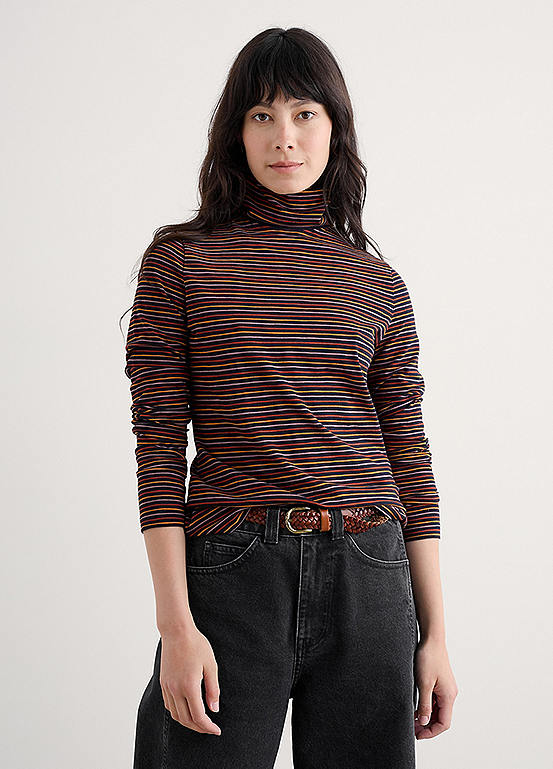 Seasalt Cornwall Multi Landing Roll Neck Top | Curvissa